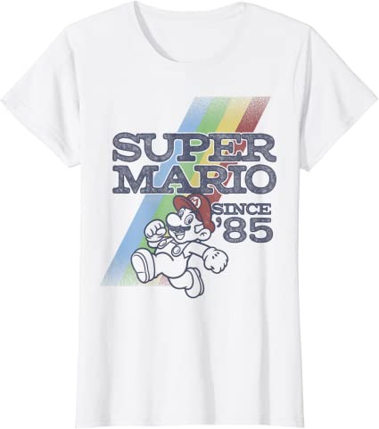 Super Mario Retro Rainbow Graphic T-Shirt